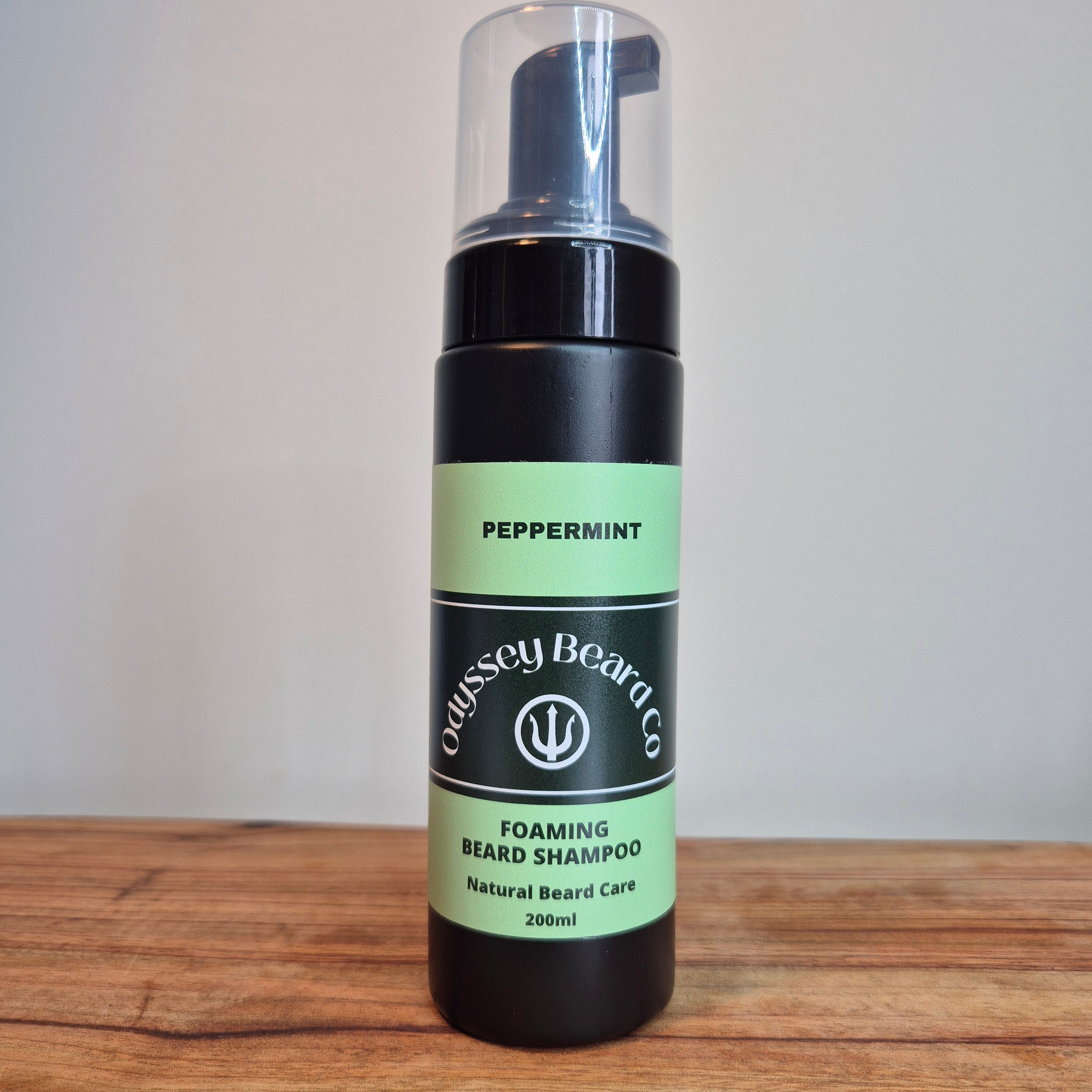 200ml Peppermint Foaming Beard Shampoo (100% natural) – Odyssey Beard Co